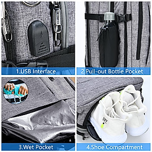LOKASS 55L Travel Backpack All in One Carry on Backpack/Handbag/Shoulder bag, Flight Approved Travel Essentials Luggage Bag for Business Trip Travel, with Removable Toiletries Display Bag