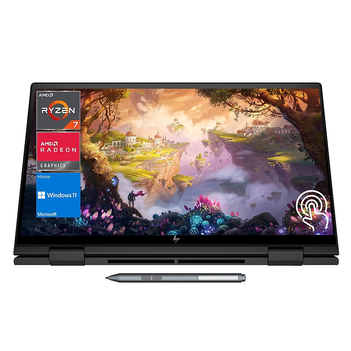 HP Envy x360 2-in-1 Flip Laptop, 15.6" Full HD Touchscreen, AMD Ryzen 7 5700U 8-Core Processor, 16GB RAM, 1TB SSD, Backlit Keyboard, HDMI, Webcam, Wi-Fi 6, Windows 11 Home, Stylus Pen Included