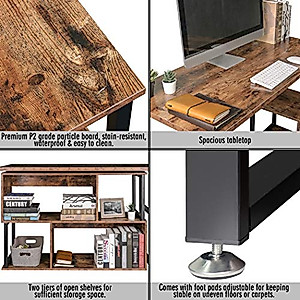 Tektalk Rotatable Corner Table Retro Desk Corner Computer Desk PC Laptop Study Table Workstation Home Office