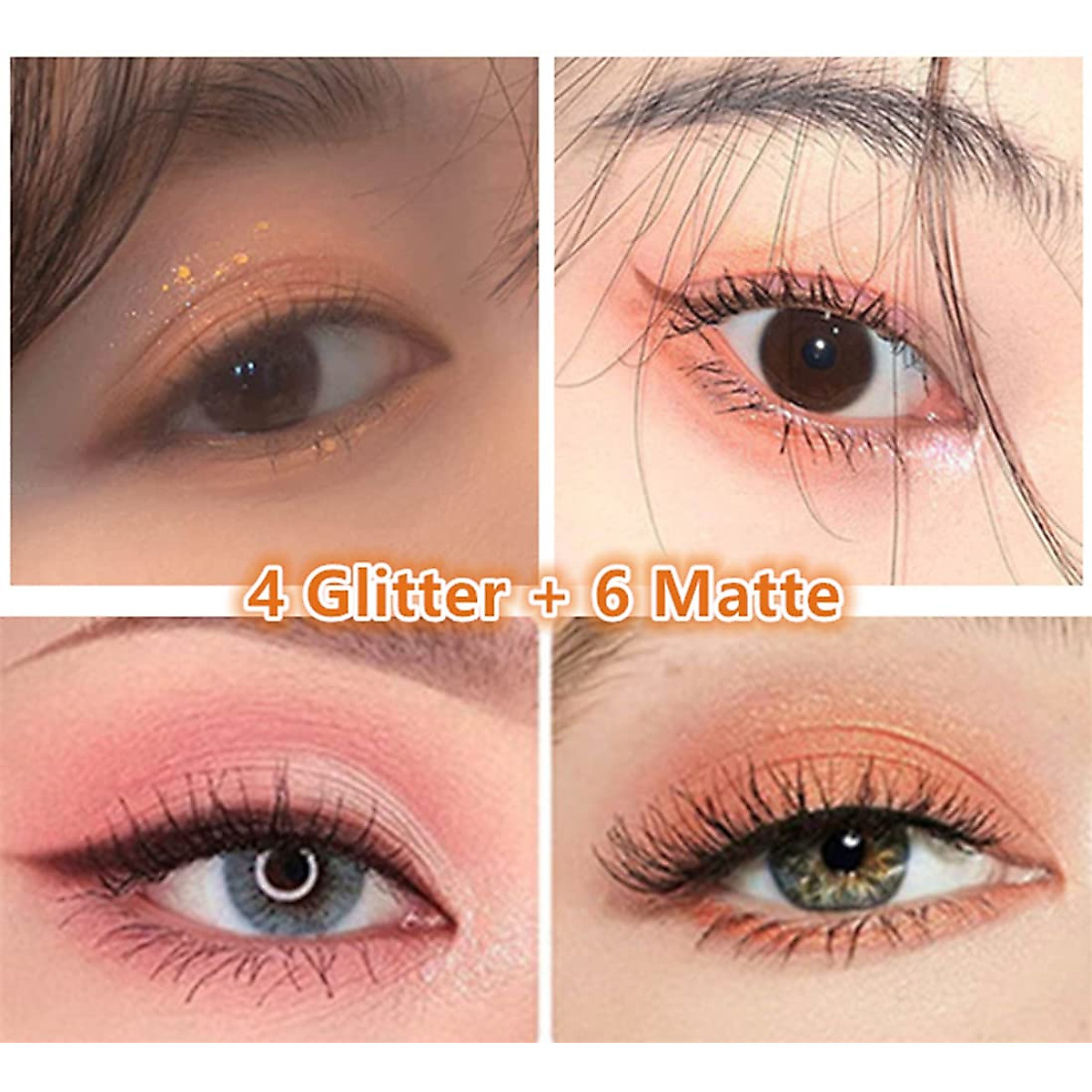 Go Ho 10 Colors Eyeshadow Palette,Matte&Glitter&Shimmer Eyeshadow Korean Makeup,Long Lasting Blendable Shades,Naturing-Looking,Waterproof Cool Eye Shadow Makeup Palette,01