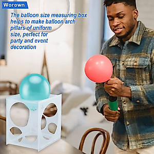 Worown 11 Holes Collapsible Plastic Balloon Sizer Box Cube, Balloon Size Measurement Tool for Balloon Decorations, Balloon Arches, Balloon Columns (2-10 Inch)