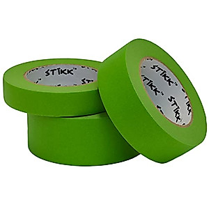 3 Pack 1" x 60yd STIKK Green Painters Tape 14 Day Easy Removal Trim Edge Finishing Masking Tape (.94 in 24MM)