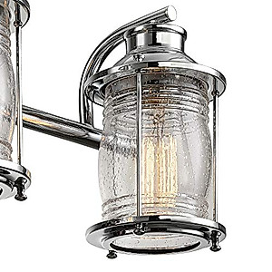 Globe Electric 51272 Bayfield 3-Light Vanity Light, Chrome, Ribbed Seeded Glass Shades