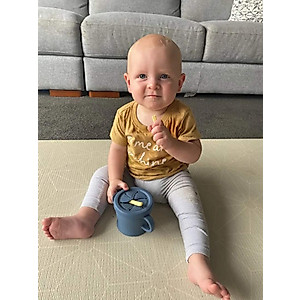 haakaa Silicone Sip-N-Snack Cup, Toddlers Sippy Cup & Snack Container 2-in-1, BPA Free Food Grade Silicone Cup for Baby 6 Month+, 9 Ounce (Blue)