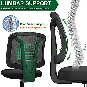 Armless Mesh Small Computer Office Desk Chair for Home with Lumber Support and Adjustable Height for Child and Adult