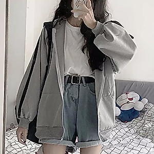 Womens Zip Up Hoodie Fashion Oversize Solid Hoodies Y2k Egirl Baggy Sweatshirts Hippie Top Teen Girls Fairy Grunge Sweater