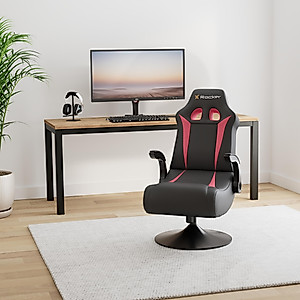 X Rocker Vibe 2.1 Bluetooth Pedestal Gaming Chair, with Wireless Audio, 2 Speakers, Subwoofer, Foldable, Padded Armrest, 5125401, 24" x 42" x 33.2", Black and Red