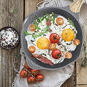 JEETEE Pots and Pans Set Nonstick 20PCS, Granite Coating Cookware Sets Induction Compatible with Frying Pan, Saucepan, Sauté Pan, Grill Pan, Cooking Pots, PFOA Free, (Grey, 20pcs Cookware Set)