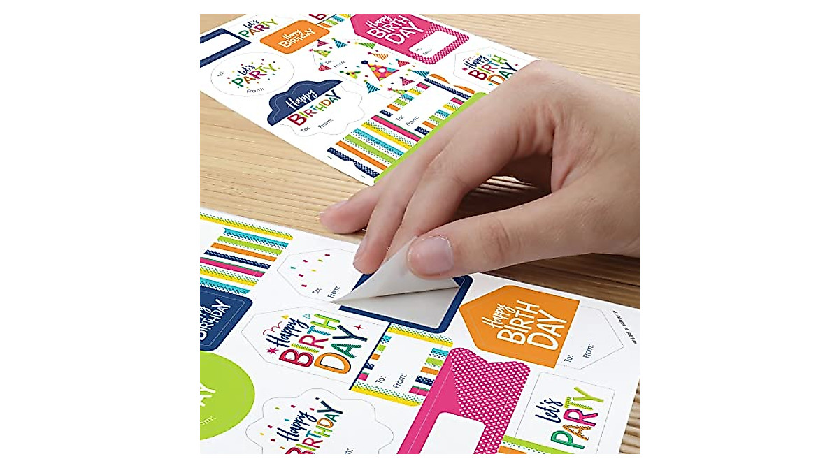 Colorful Happy Birthday Stickers - 120 Assorted Gift Tags