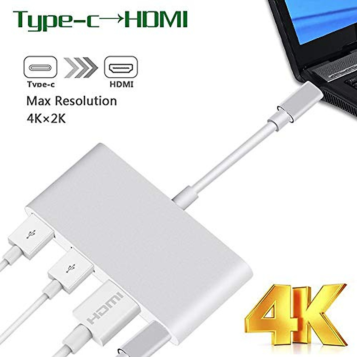 XUNMAIFHB Portable Docking Station,Type c to hdmi+usb3.0+pd Four-in-one Multi-Function Converter Type-c Multi-Port HUB Fast Transmission