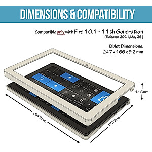 Smart Home Mount Tablet Wall Mount Kit with Integrated Power Cable - Fits Fire 10 - Black