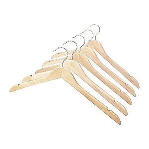 Whitmor Natural Wood Dress or Shirt Hangers (Set of 5)