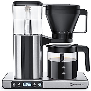 Maestri House Coffee Maker, 8-Cup Drip Coffee Machine with Stainless Steel, One-Touch Brewing and Adjustable Strength, Automatic Start, Glass Carafe and Keep Warm Plate, 1.2L Large Capacity Water Tank