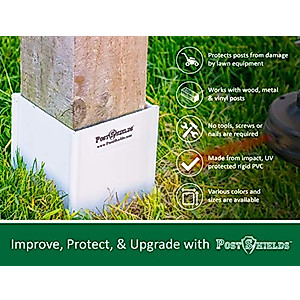 Post Shields Post Protector – This Protects Your Mailbox, Deck & Fence Posts from Damage by Lawn Maintenance Equipment – Fits Wood & Metal Posts – No Tools, Screws or Nails Needed