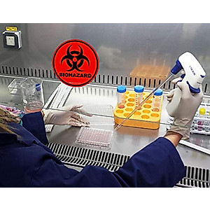 Ignixia Biohazard Sign Decals (Pack of 10) Round Stickers for Hospitals, Labs, and Industrial use Universal Biohazard Symbol