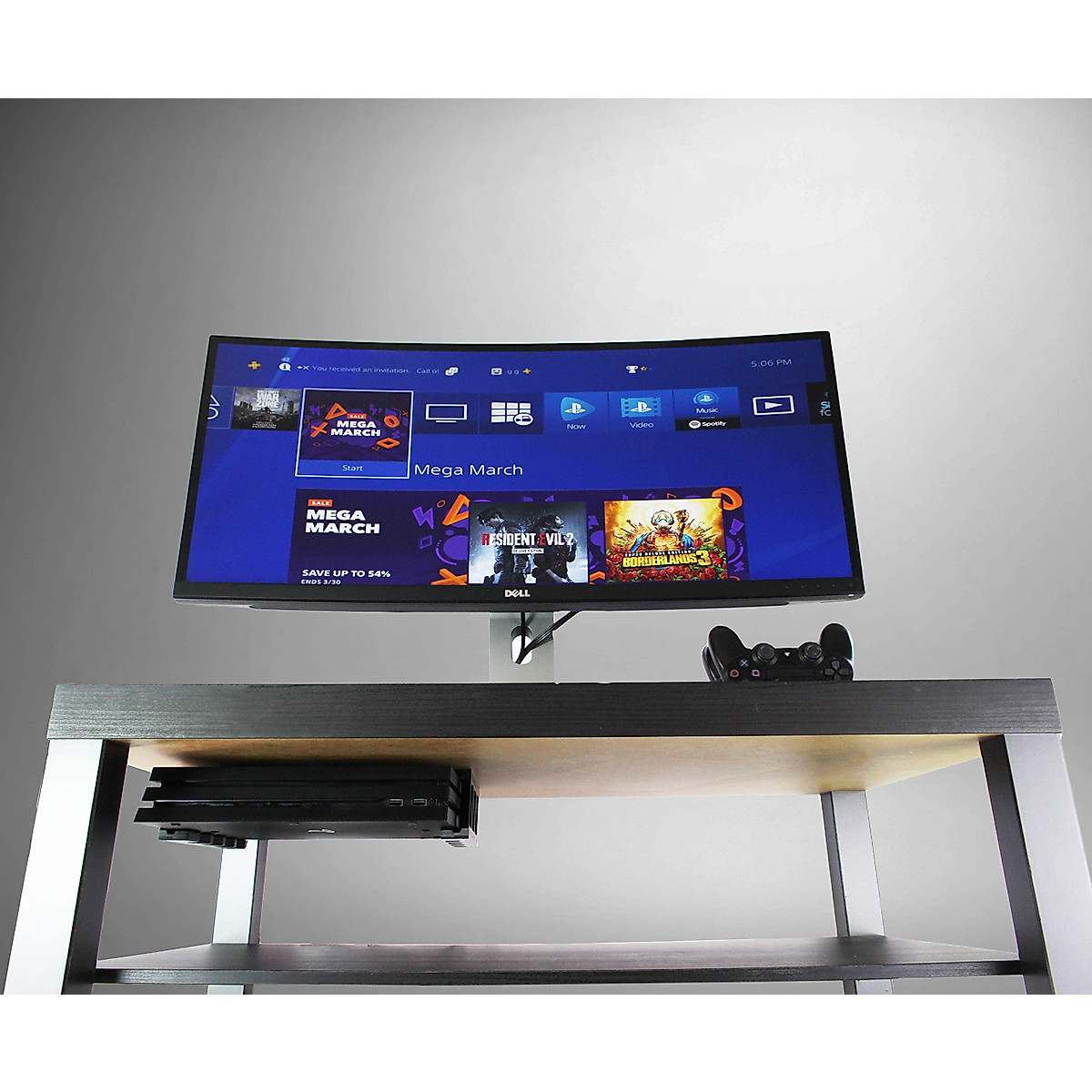 Glistco Stealth Mount - Under Desk Mount compatible with PS4 Pro Black