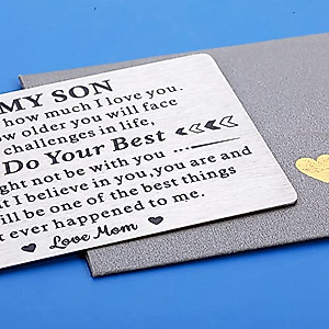 Son Gifts from Mom I Love You Cards to My Son Christmas Stocking Stuffers Birthday Valentine Back to School Inspirational Graduation Coming-to-Age Note Engraved Inserts Greeting Card for Boys Him Men
