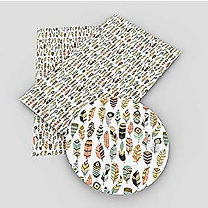 David accessories Spring Flower Leaf Printed Faux Leather Sheets Floral Synthetic Leather Fabric 8 pcs 7.7" x 12.9" (20cm x 33cm) Canvas Back Craft DIY Craft Assorted Colours (Assort J)