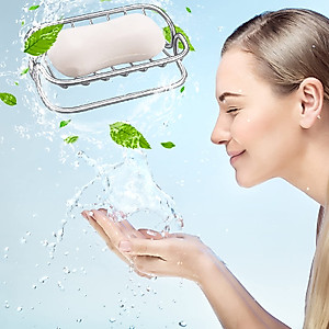 Bar Soap Dish Stainless Steel Shower Soap Holder Rust Proof Metal Soap Holder Self Draining Soap Sponge Holder Shelf Tray for Shower Bathroom Kitchen Sink