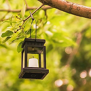Solar Lights Outdoor Hanging Lanterns, Candle Flickering Flame Effect LED Solar Lights,Warm White, Decorative Lighting with Stakes for Patio, Garden, Lawn, Deck, Tent, Tree, Yard- Waterproof