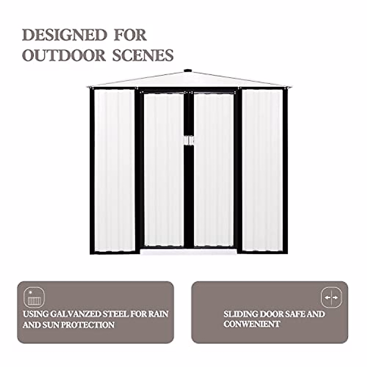 Patiomore 4×6 FT Outdoor Storage Shed Tool House Garden Steel Shed Walk-in (White)