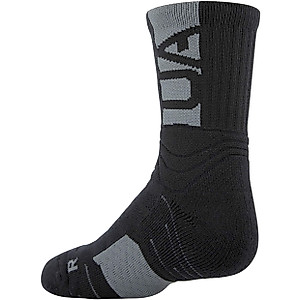 Under Armour Youth Playmaker Mid-Crew Socks, 1-Pair , Black/Pitch Gray , Small