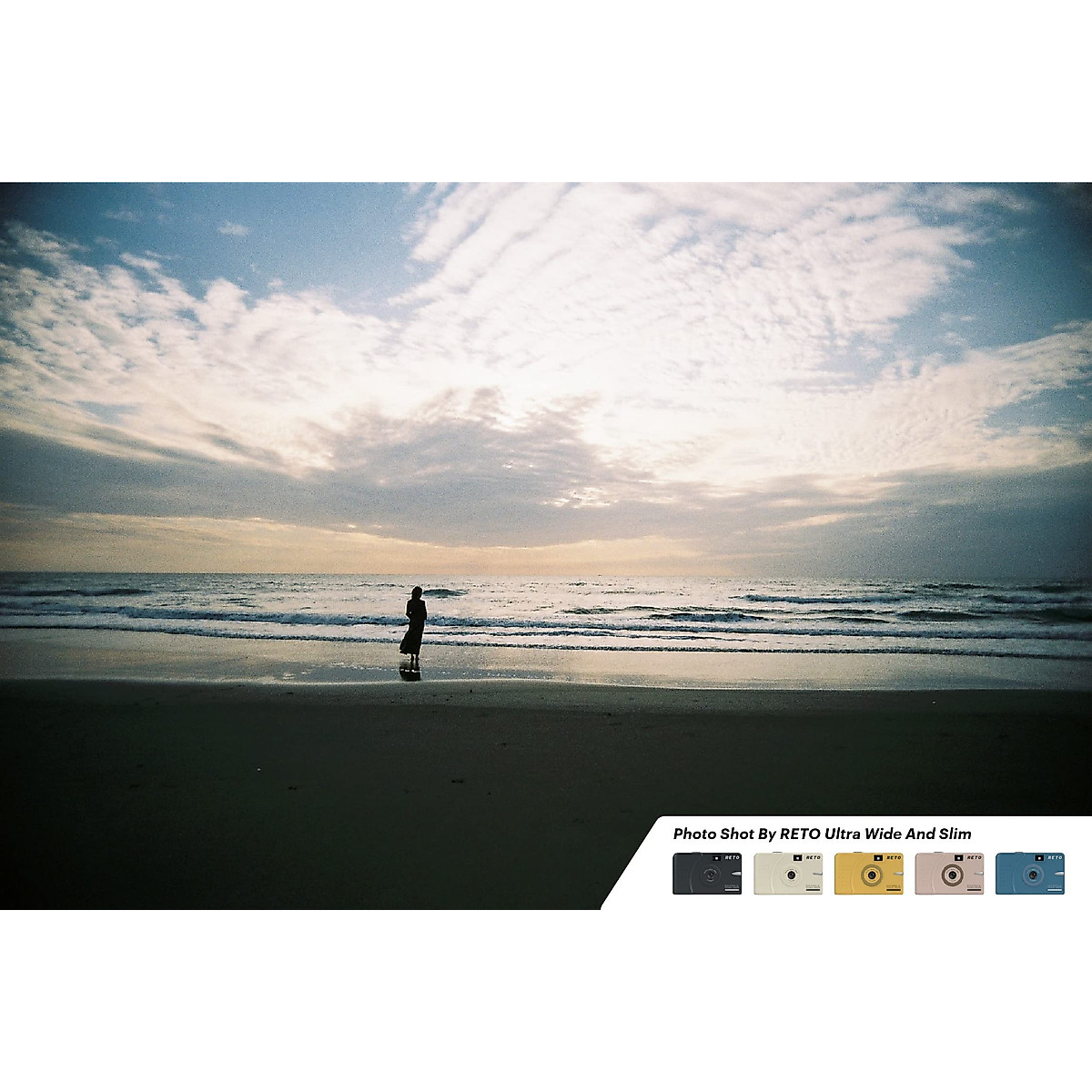 RETO Ultra Wide and Slim 35mm Reusable Daylight Film Camera - 22mm Wide Lens, Focus Free, Light Weight, Easy to Use (Charcoal)