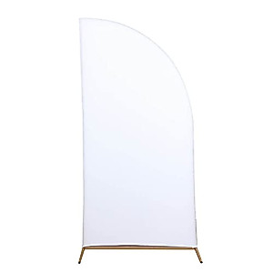 Efavormart 7ftx3ft Matte White Fitted Spandex Half Moon Wedding Arch Cover, Custom Fit Chiara Backdrop Stand Cover
