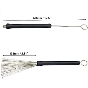Jiayouy Retractable Drum Brushes Set 1 Pair Drum Wire Brushes and 1 Pair Nylon Brushes set for Cajon Jazz Acoustic Drummer Playing Music Lover