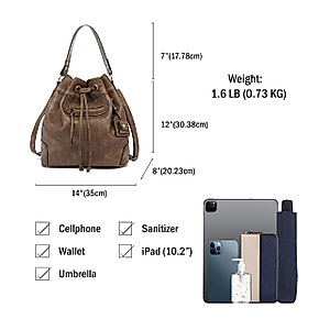 Scarleton Purses and Handbags, Drawstring Bucket Bag, Hobo Bags for Women, Crossbody Bag, Multi Pocket Shoulder Bag, H107821 - Dark Brown