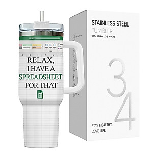34HD Funny Excel Tumbler with Handle and Straw, 40oz Oh This Calls for A Spreadsheet Mug, Accountant Cup, Funny Gifts for Coworkers, Office and Boss Gifts Accounting
