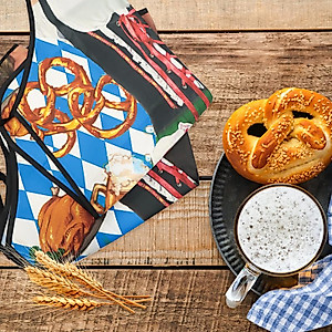 BELCOSD 2Pcs Oktoberfest Apron, German Oktoberfest Decorations Party, Bavarian Style Novelty Funny Aprons for Women, Adjustable Tying Ropes, Couples Cooking Dirndl Apron