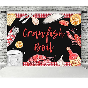 Lofaris Crawfish Boil Backdrop Sign Large Block Party Birthday Banner Decoration Crawfish Boil Party Supplies Photograph Background Indoor Outdoor Banner Decorations Cake Table Studio Props 7x5ft