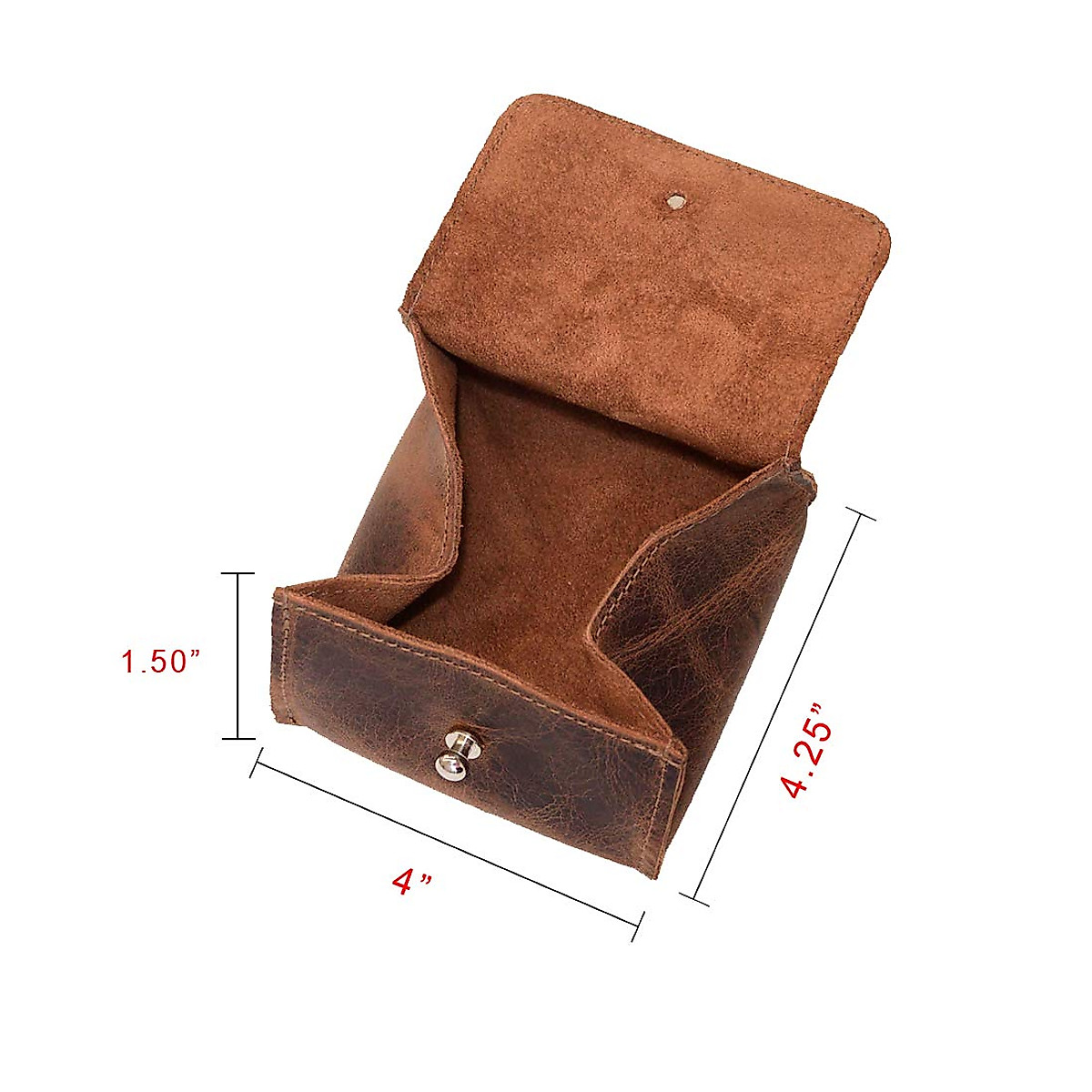 Hide & Drink, Jewelry Pouch, Mini Travel Size Box, Rings & Precious Articles Storage Organizer, Groom & Bridesmaid Wedding Gifts, Full Grain Leather, Handmade, Bourbon Brown