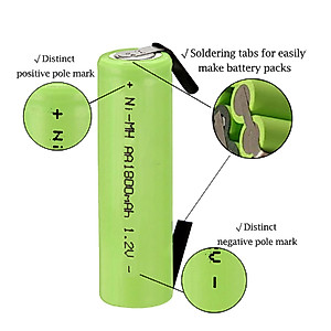 Windmax 5 x NiMH 1.2v AA 1800 mAh Electric Shaver Rechargeable Battery With Solder Tabs