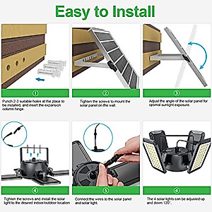 Solar Shed Light Indoor Outdoor 1200LM 144LED Pendant Light, Motion Sensor with Upgrade 5 Lighting Modes & Remote Control 4-Leaf 120°Adjustable Lights for Home Yard Garage