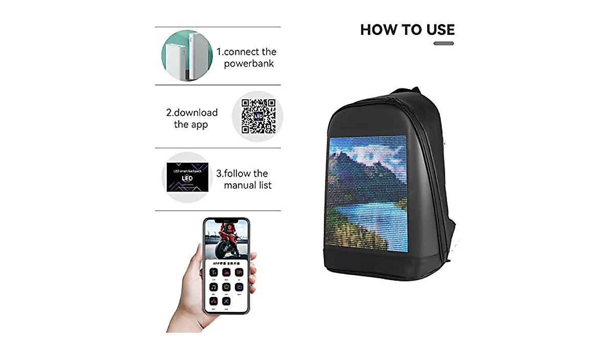 Crelander LED Laptop Backpack with Wireless Power Bank - Customizable ...