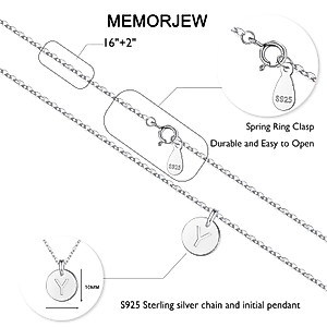 Mothers Day Birthday Gifts S925 Sterling Silver Initial Necklaces for Girls Women, Tiny Cute Initial Pendant Necklace Valentines Birthday Jewelry Gifts for Women Teen Girls, Sterling Silver, No
