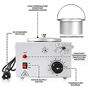 Portable Wax Warmer Machine for Painless Hair Removal, Women Men Professional Wax Heater with Adjustable Temperature Set,20pcs Wax Sticks (White - Single Pot)