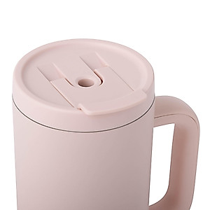 Manna Leisure Stainless Steel Insulated Tumbler with Leak-Proof Dual Function Lid - 40 Oz - Rose Quartz Powder Coat