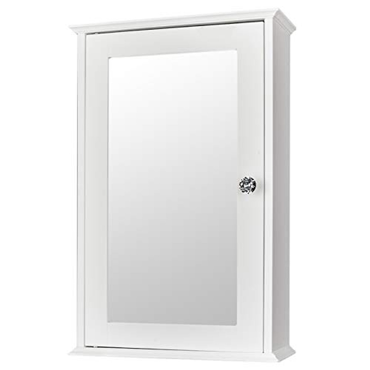 YUFUDE White Mirrored Bathroom Cabinet,Bathroom Storage Cabinet Wall Mounted with Single Door, Bathroom Medicine Cabinet