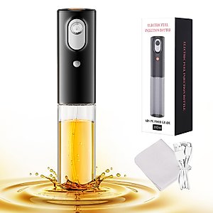Oil Sprayer for Cooking - Electric Olive Oil Sprayer - Continuous Spray with Portion Control - Oil Spray Bottle - Two Spray Methods, Kitchen Gadgets Accessories for Air Fryer(Glass Bottle, USB, 200ML)