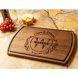 Personalized Cutting Board - Custom Engraved Wood Charcuterie Boards - Unique Christmas, Wedding, Bridal Shower, Anniversary, Housewarming, Real Estate Closing Gift Idea For Couples, Friends, Family