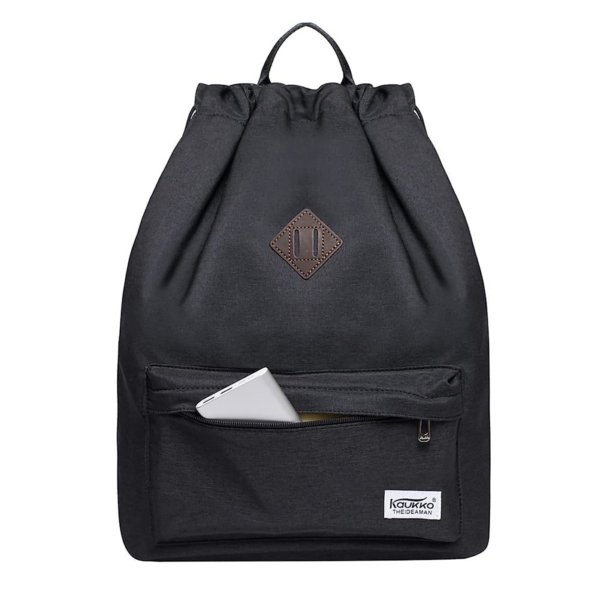 KAUKKO Drawstring Sports Backpack Gym Yoga Bag Shoulder Rucksack for Men and Women (3-BLACK)