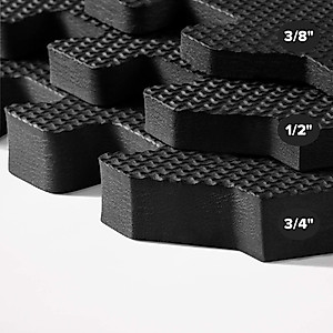We Sell Mats 1/2 Inch Thickness Multipurpose EVA Foam Floor Tiles, Interlocking Floor Mat for Indoor Gym and Home Use, 24 in x 24 in, Black, 16 Square Feet (4 Tiles)