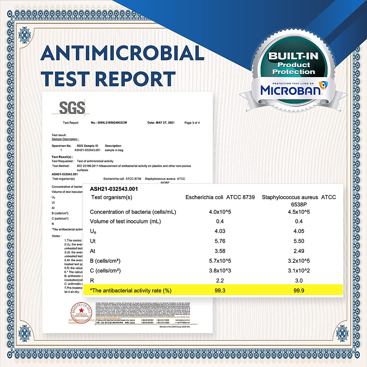 Neoflam Microban Antimicrobial Plastic Cutting Board 3 Sets, BPA Free, Non-Slip EZ Grip Handle, Dishwasher Safe, Reversible Use, Large Juice Grooves, Blue Gray