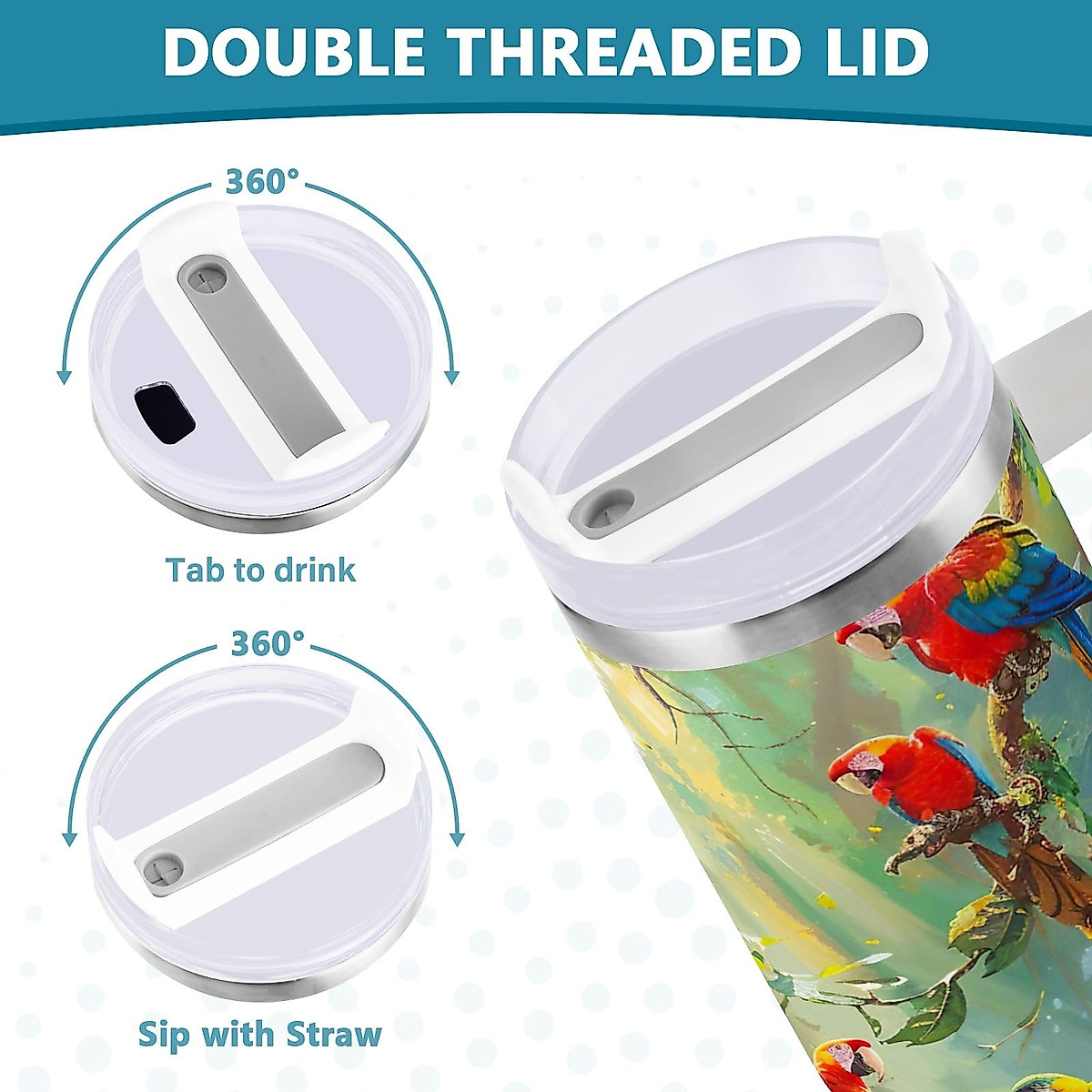 ODAWA Forest Birds Travel Coffee Tumbler Reusable Tumbler with Lid Insulated Coffee Cups