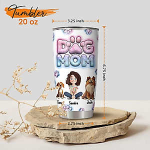 Personalized 2D Dog Mom Stainless Steel Tumbler, Fur Mom, Forever Loved, Mothers Day Birthday Gifts For Women, Pet Lover, Custom Coffee Tumbler For Dog Lover Gifts