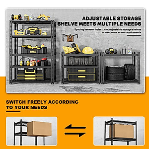 ZIKEBTUY 72" H Garage Shelving Heavy Duty Load 2000Lbs Storage Rack Shelf Adjustable 5-Tier Metal Garage Storage Shelves Industrial Shelving for Basement Warehouse 36" W x 16.2" D x 72" H