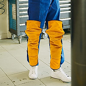 TEHAUX Welding Leg Cover Thicken Knee Pads Abrasion Resistant Welding Spats Leg Cover Sleeve Wraps for Welder Heat Abrasion Resistant Foot Leg Protection